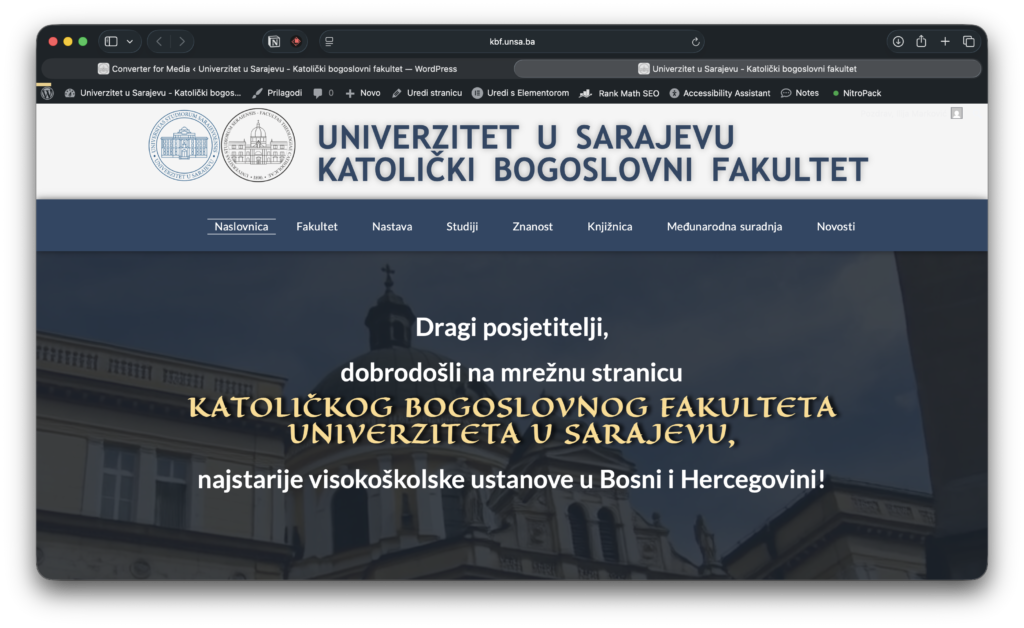 Nova mrežna stranica KBF-a – Univerzitet u Sarajevu - Katolički ...